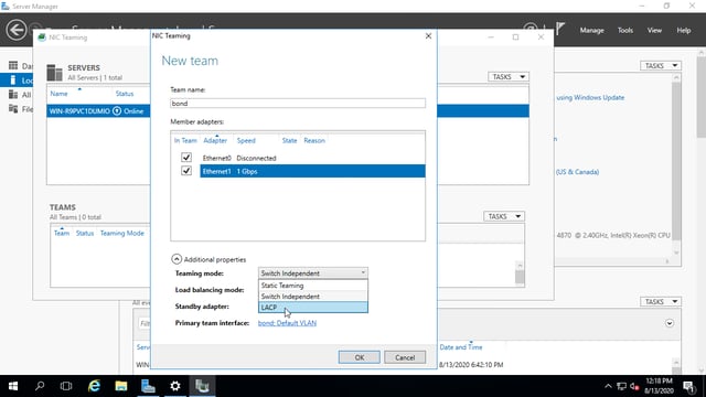 How to Configure LACP on Windows Server 2016 or Windows Server 2019?
